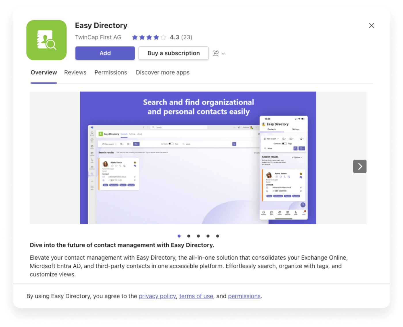 Easy Directory - your contact solution for Microsoft Teams