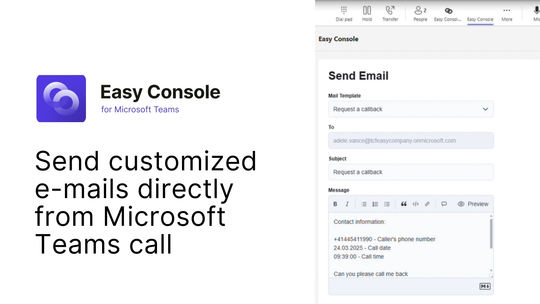 E-mails from Microsoft Teams call