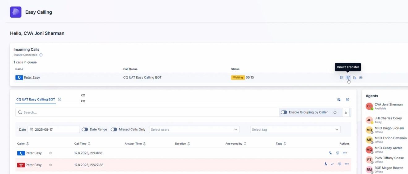 Easy Calling – Contact Center for Microsoft Teams